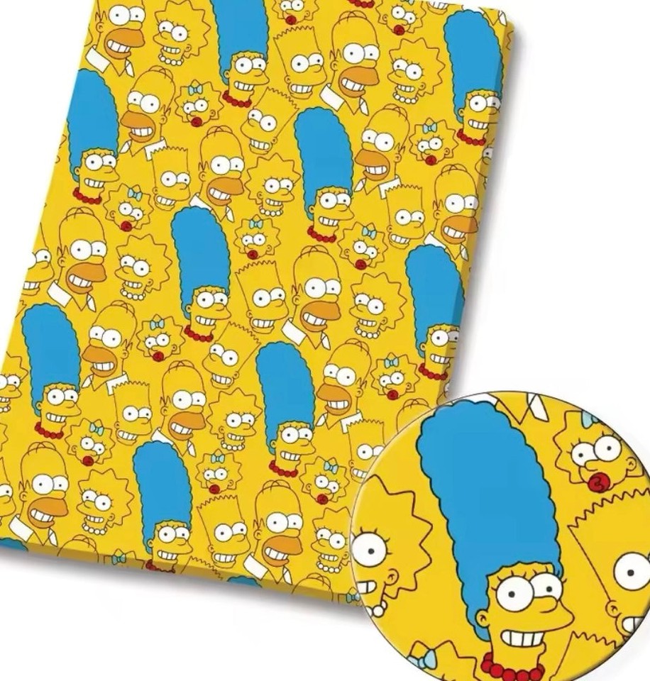The Simpsons Bart Marge Homer character PolyCotton Fabric Half Yard (18 ...