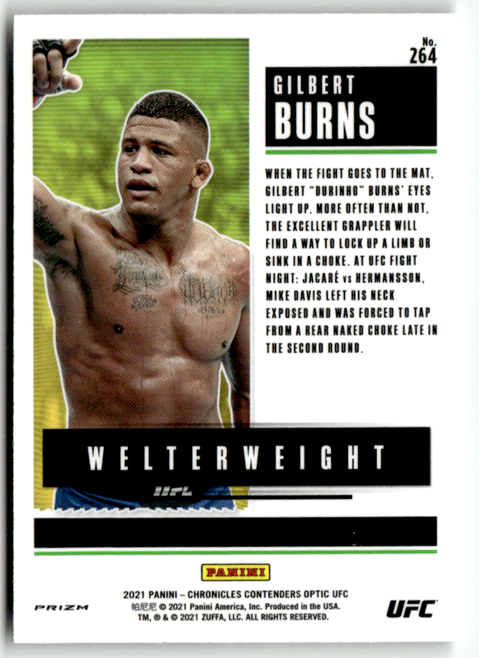Panini 2021 Crónicas Contenders Óptico UFC No. 264 Gilbert Burns Novato ...