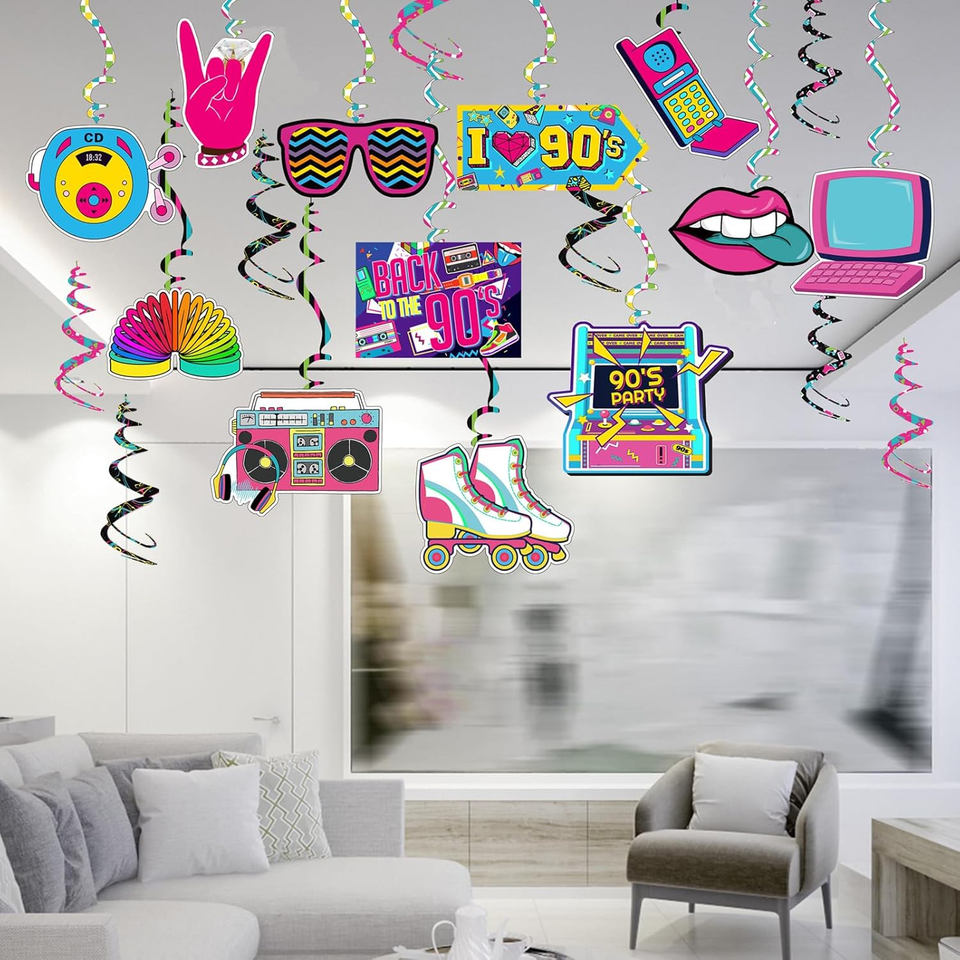 Pre-Assembled Colorful 90S Hip-Hop Hanging Swirls Cutout, Throwback ...
