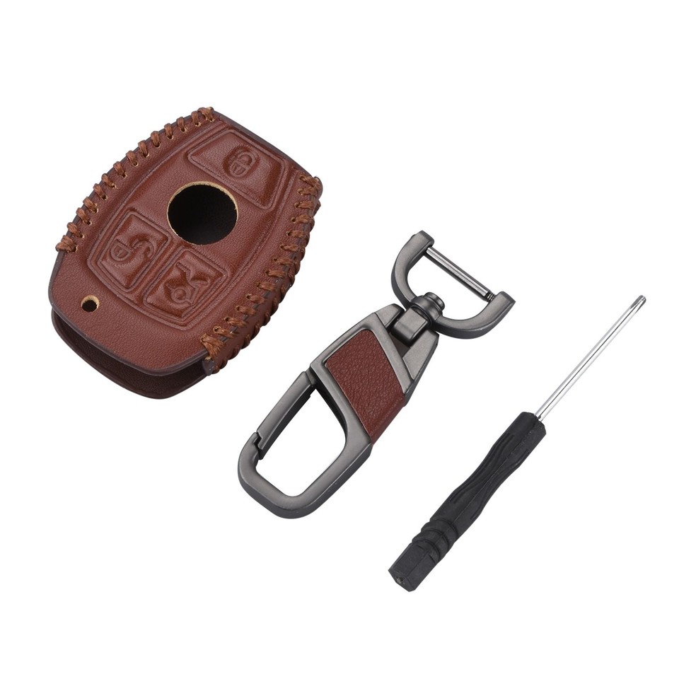 3-Buttons Car Remote Key Fob Case Holder Cover Chain For Mercedes Benz ...