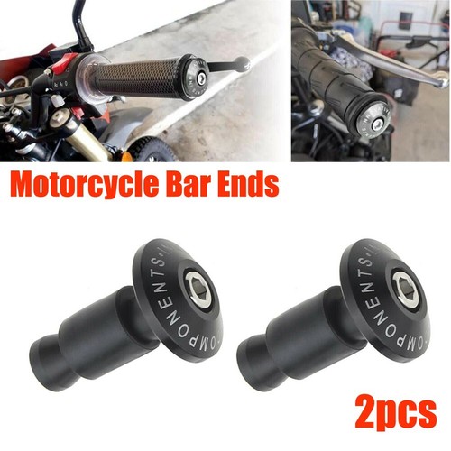 2Pcs Universal Motorbike Handlebar End Covers CNC Aluminium 22mm Black ...