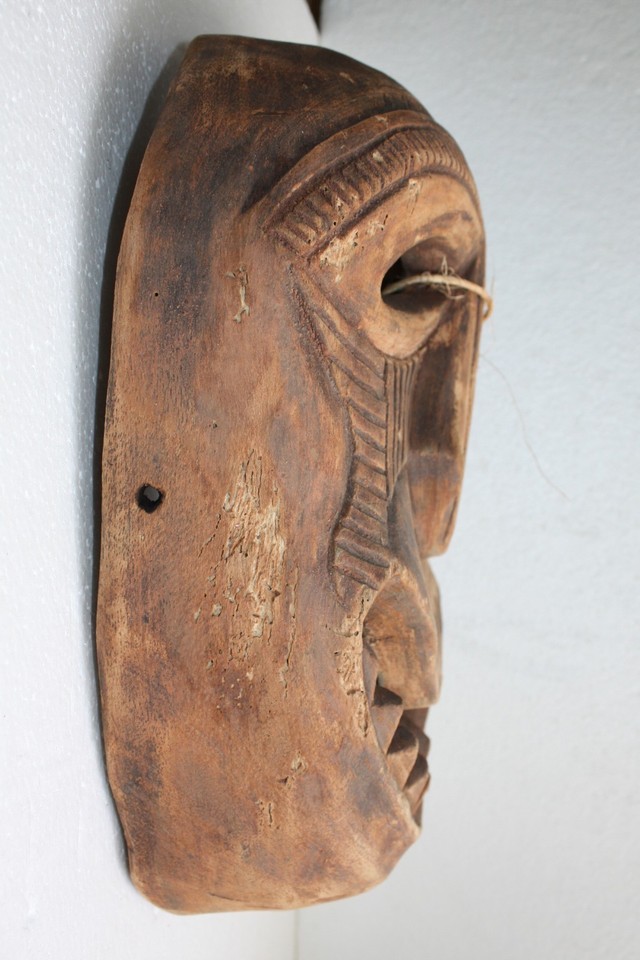 Old Vintage Hand Carved Decorative Wooden Mask Wood Art Home Decor ...