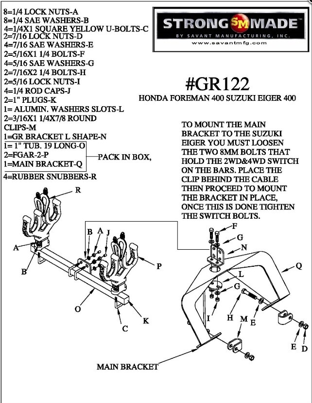 STRONG MADE HANDLEBAR GUN RACK HONDA RINCON SUZUKI EIGER KING QUAD | eBay