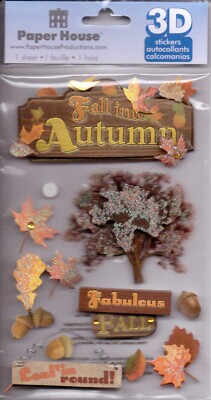 Paper House 3-D~FALL INTO AUTUMN~raised sticker set~Nice! Quick Ship ...