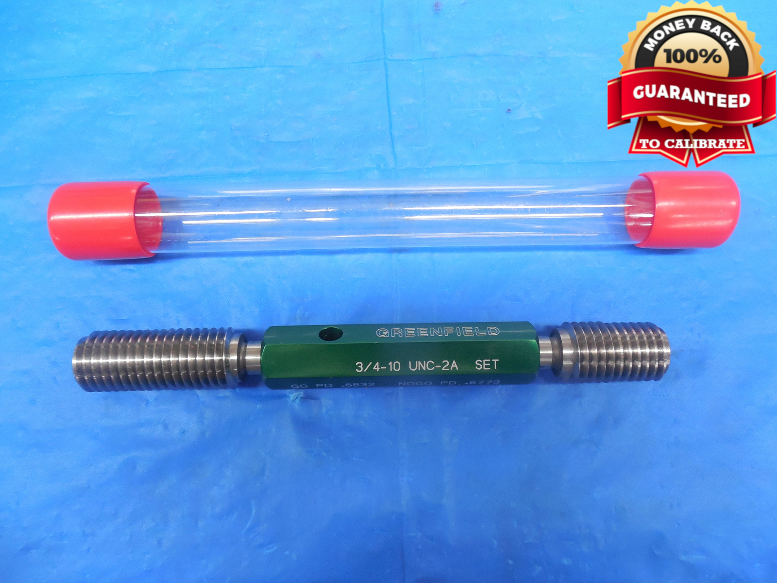 3/4 10 UNC 2A SET THREAD PLUG GAGE .75 GO NO GO P.D.'S = .6832 & .6773 ...