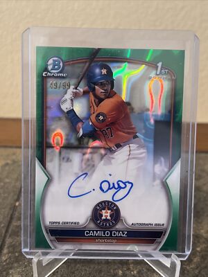 CAMILO DIAZ 2023 1st Bowman Chrome Prospect Green Lava Auto /99 ASTROS ...