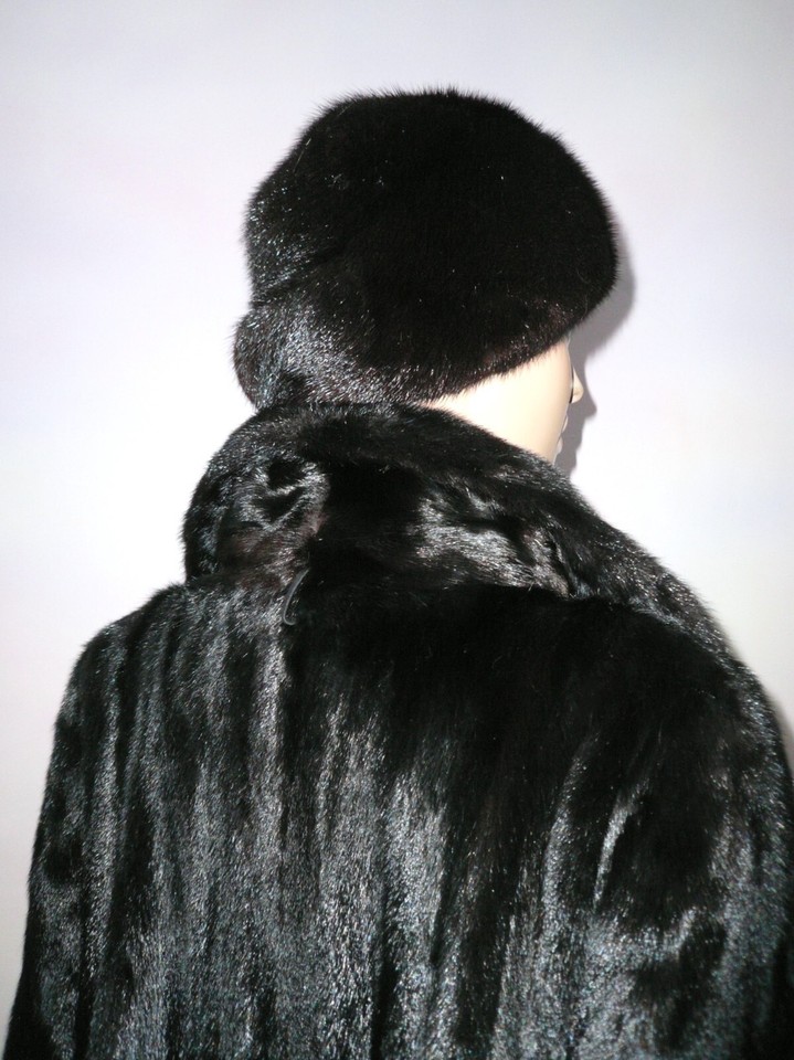 Real Ranch Mink Fur Hat for Coat Jacket Vison Норкa Nerz Dark Brown ...