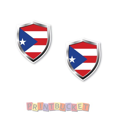 Puerto Rico flag shield 90mm sticker Twin pack quality water & fade ...