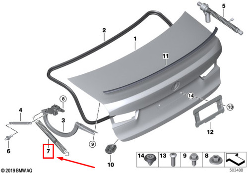 BMW G20 Tailgate Trunk Boot Lid Rear Strut Tension Spring 7430614 for ...