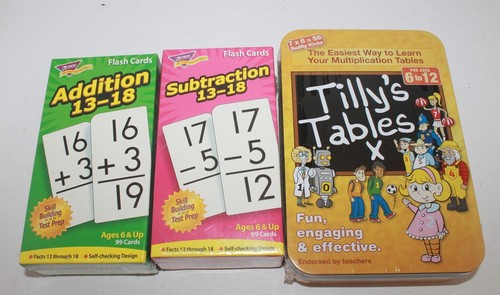 Flash Cards Bundle x3 Math Sets Addition/Subtraction/Multiplication Age ...