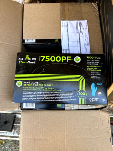Showa ChemRest 7500PFXL Biodegradable PF 4 Mil Blue Nitrile Gloves Box ...