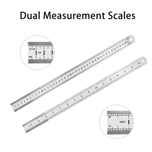 16 Inch Stainless Steel Ruler, Metal Straight Edge Ruler with Metric ...