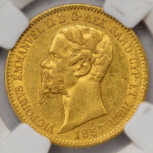 1857 Italy Sardinia 20 Lire Gold Coin NGC AU-55 | eBay