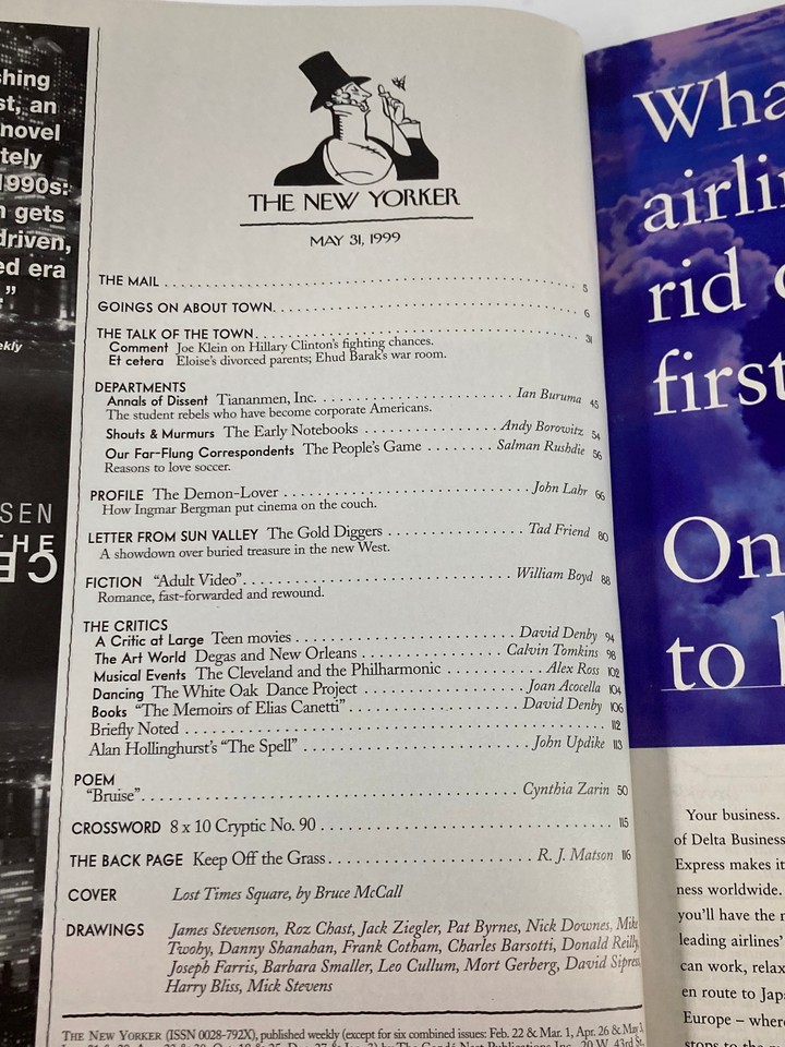 The New Yorker Magazine May 31 1999 Lost Times in Square by Bruce ...