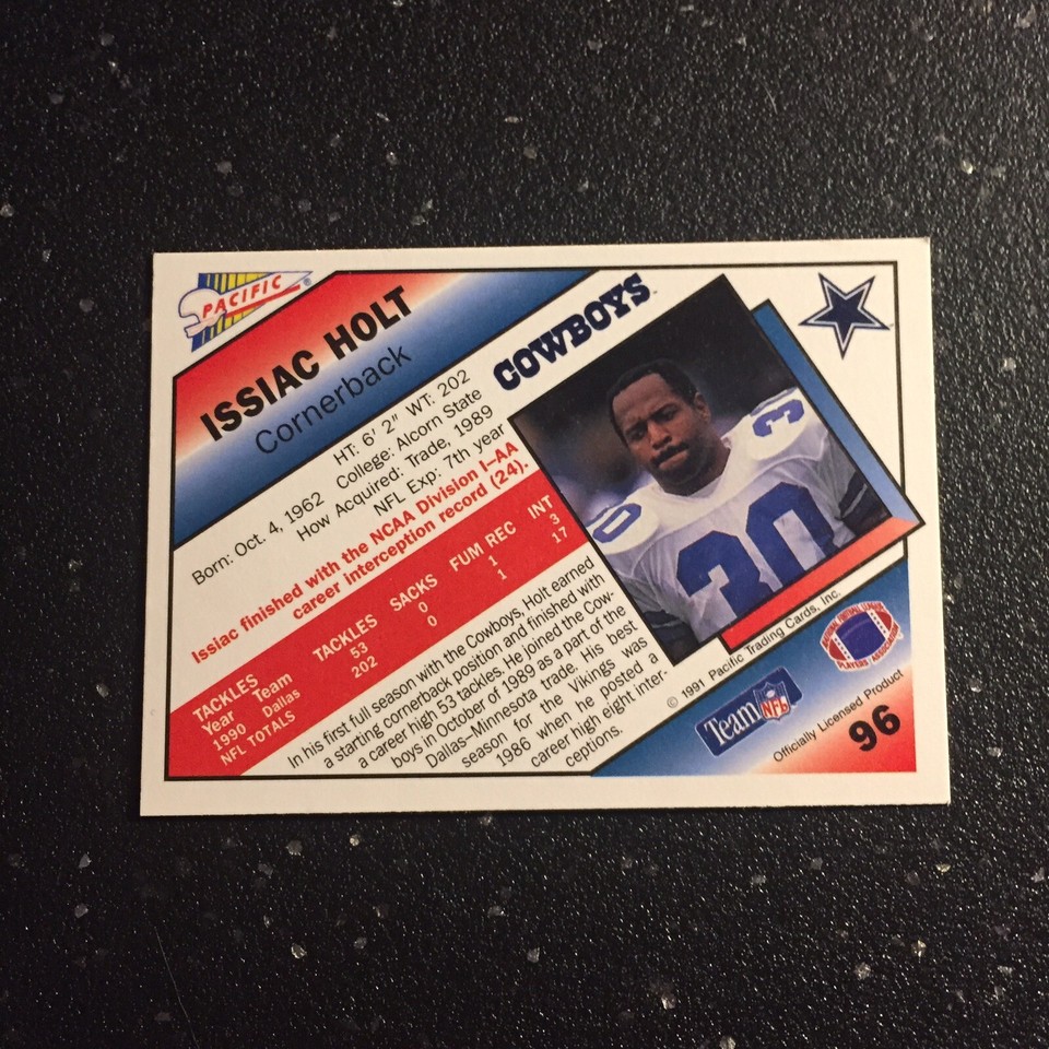 Issiac Holt 1991 Pacific Football #96 NFL Dallas Cowboys Cornerback | eBay