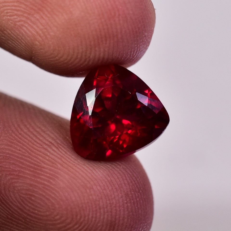 AAA+ Natural Certified Blood Red Ruby 6.85 Ct Loose Gemstone Trillion ...