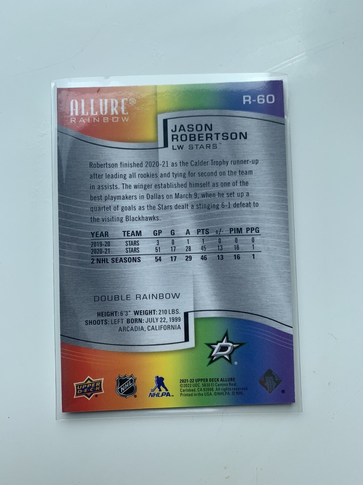 2021-2022 Allure Jason Robertson Double Rainbow Parallel Dallas stars ...