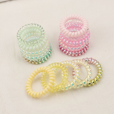 5Pcs Shining Telephone Wire Hair Ring Ponytail Holder Rubber Bands High ...