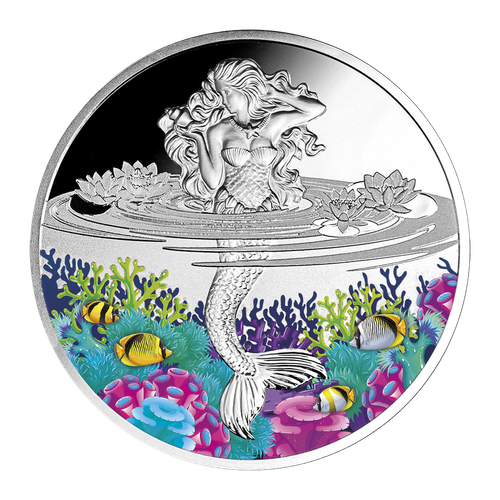 2021 Niue Mermaid 1 oz .999 Silver Colorized Proof Coin 1$ Mint of ...