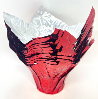 (12) Petite 4" FLOWER POT Kwik Covers Wrapper RED FOIL Dress Up Your ...