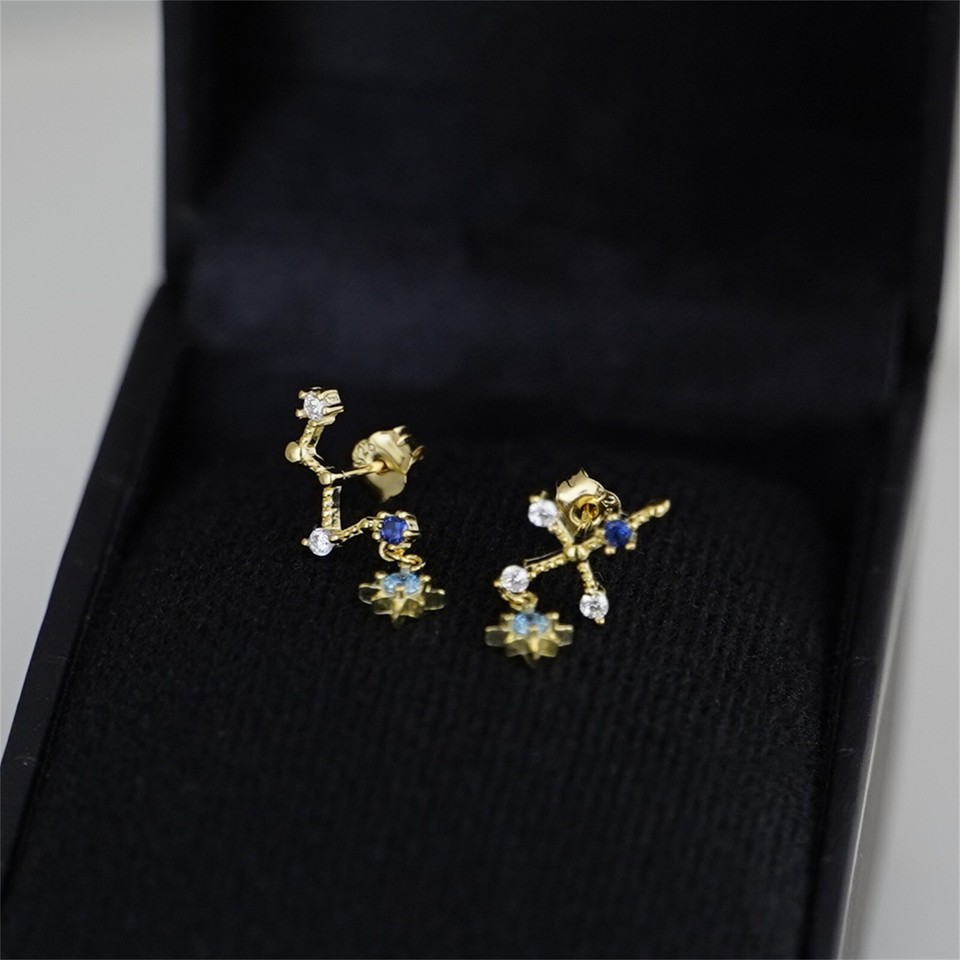 Sterling Silver CZ Big Dipper Blue Polaris Star Cross Climber Drop ...