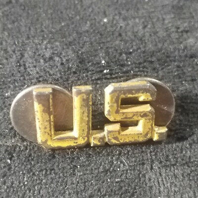 US Military Officer's "US" Sterling Silver Collar Insignia Pin-goldtone ...
