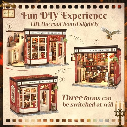 Book Nook Library Kit, DIY Miniature Dollhouse Booknook Kits Thames ...
