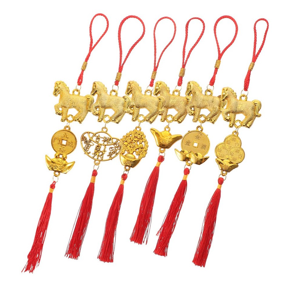 6 Pcs Chinese New Year Hanging Pendant Spring Festival Horse Ornament ...
