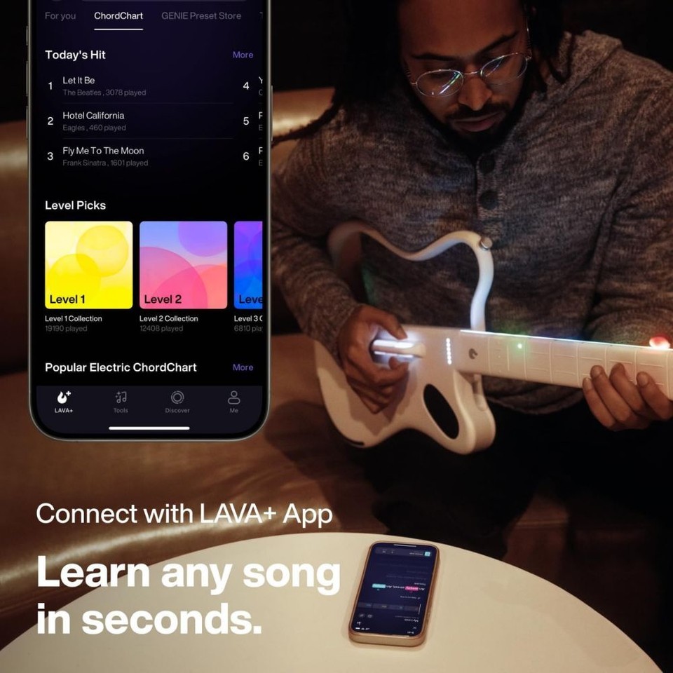 LAVA GENIE Sampler Guitar, No Strings Attached, Hundreds of Instrument ...