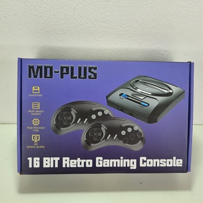 Classic MD-PLUS 16 BIT RETRO GAMING CONSOLE+1000 Build in Games-Read ...