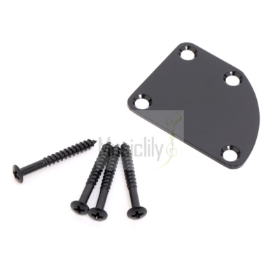 Musiclily Black 4 Holes Curved Neck Plate with Screws For Electric ...
