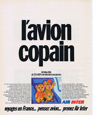 PUBLICITE ADVERTISING 064 1971 AIR INTER l'avion copain | eBay