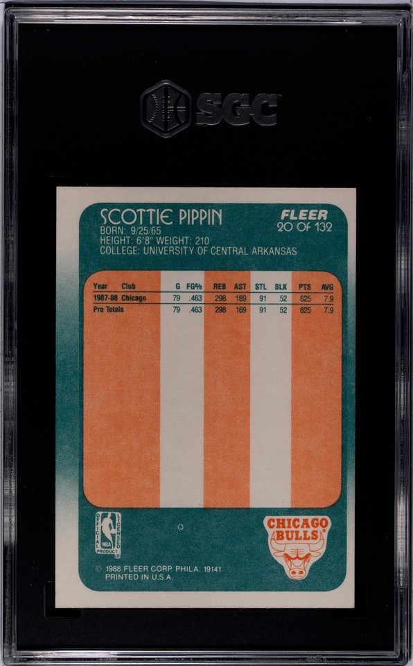 1988-89 Fleer - #20 Scottie Pippen Rookie Card SGC 8 Chicago Bulls | eBay