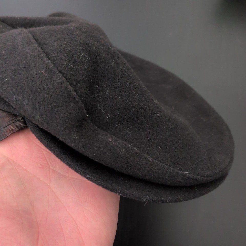 Pendleton Black Virgin Wool Newsboy Hat sz XL Flat Cabbie Driving Cap ...