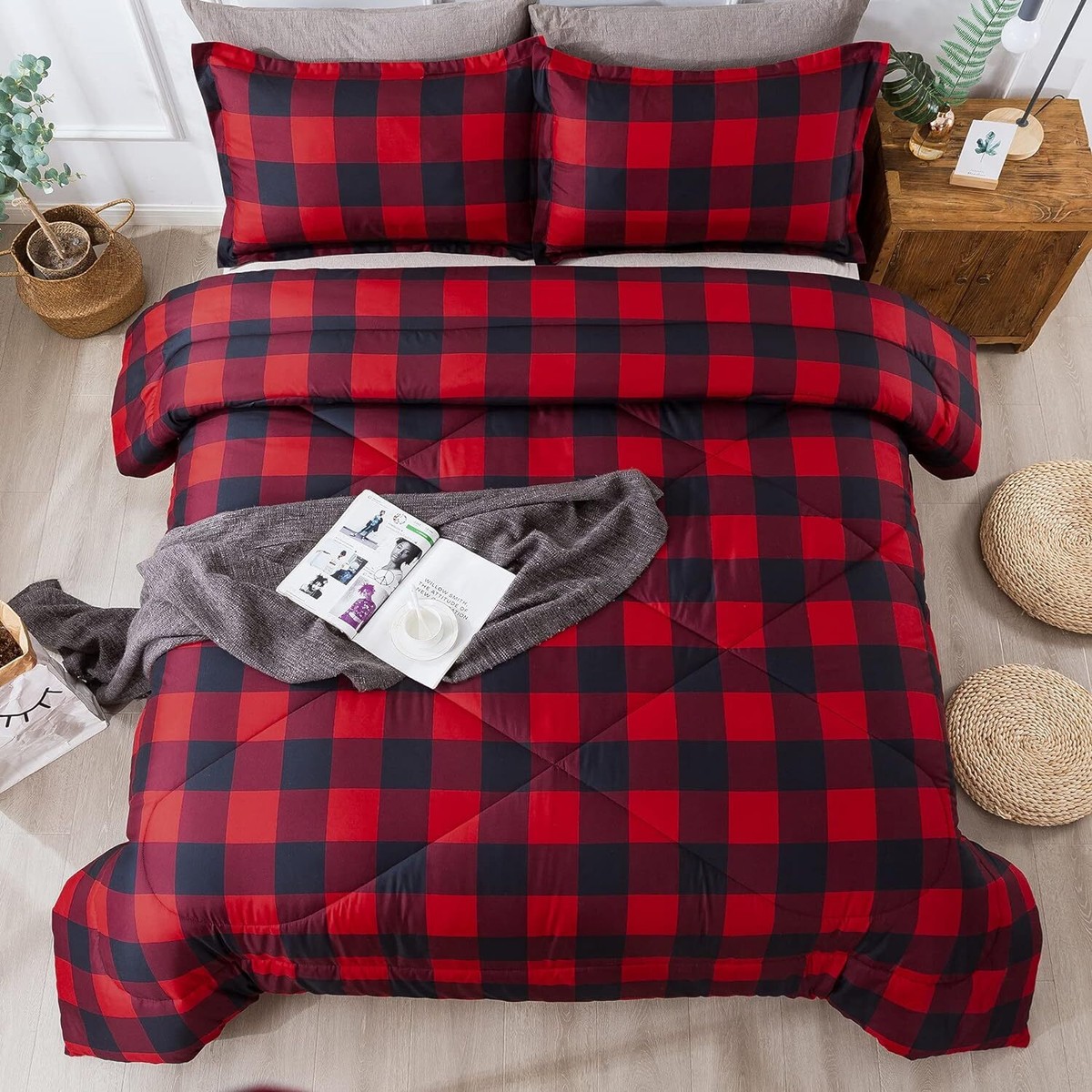 Minimalist Designs Plaid Comforter Set HIG 3 Pieces Modern Plaid