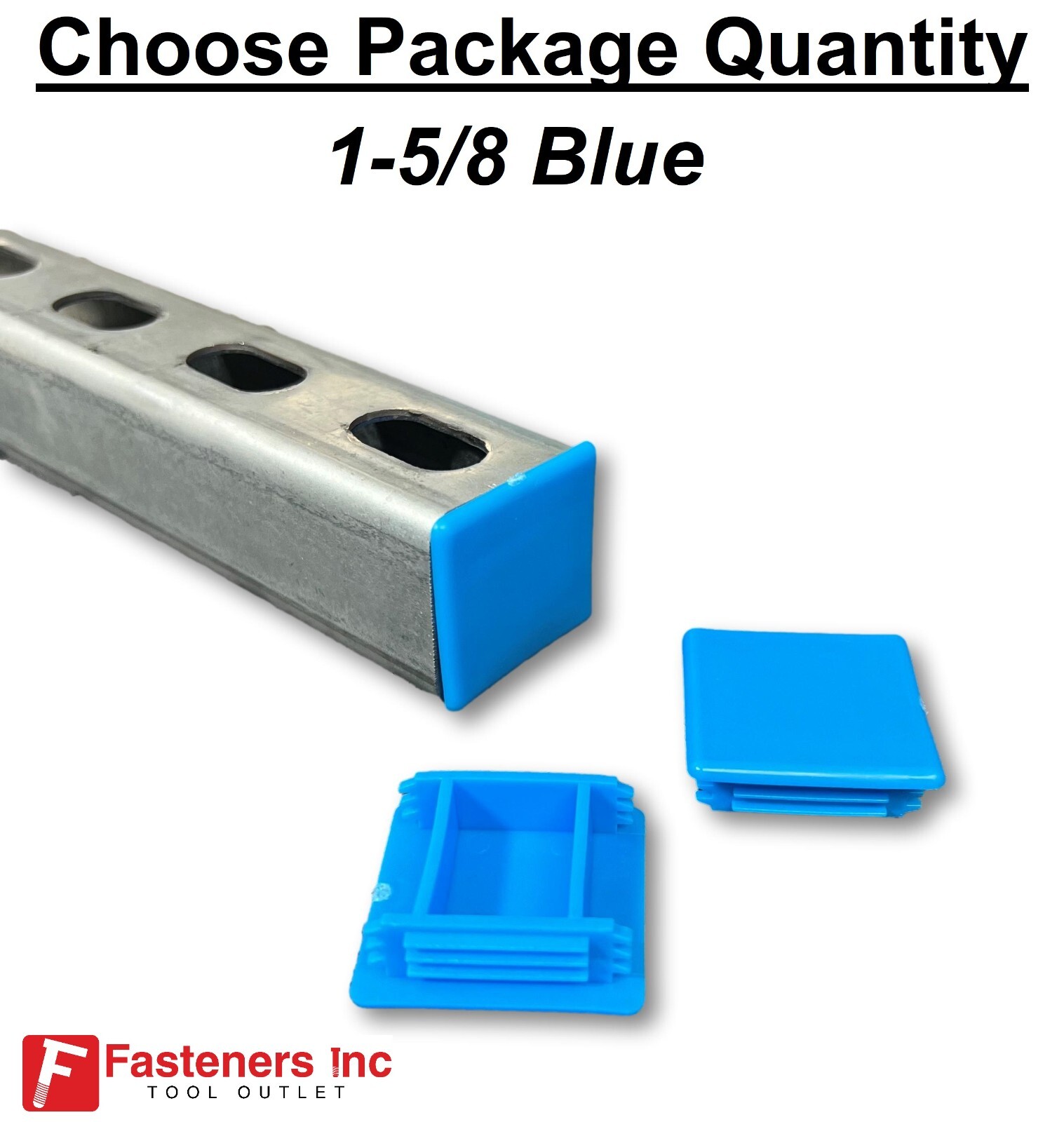 PVC Style Plastic BLUE End Caps Unistrut Channel 1-5/8'' X 1-5/8'' #EC ...