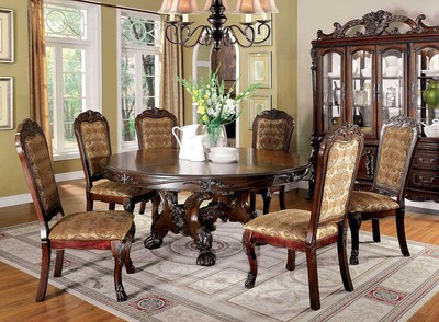 ON SALE - Old World Dining Room Furniture - Round Oval Table & Chairs ...