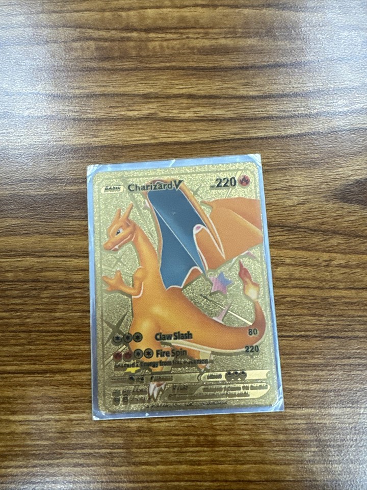 Basic Charizard V Gold Foil Pokemon Card HP 220 Claw Slash G-Max ...