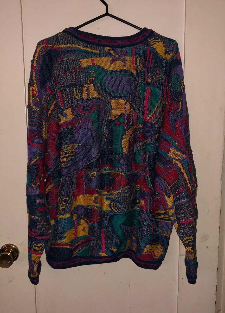 COOGI 90s Vtg Australia Colorful BIGGIE Animals Bird Print Sweater XL ...