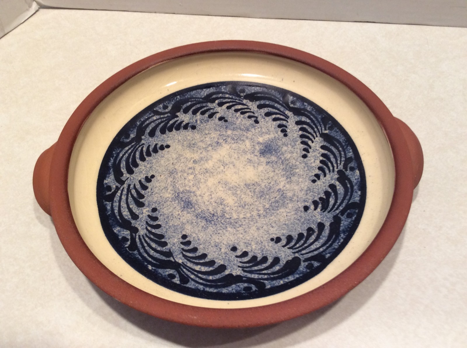 Wetheriggs Penrith Pottery pie plate, red clay/cobalt glaze | eBay