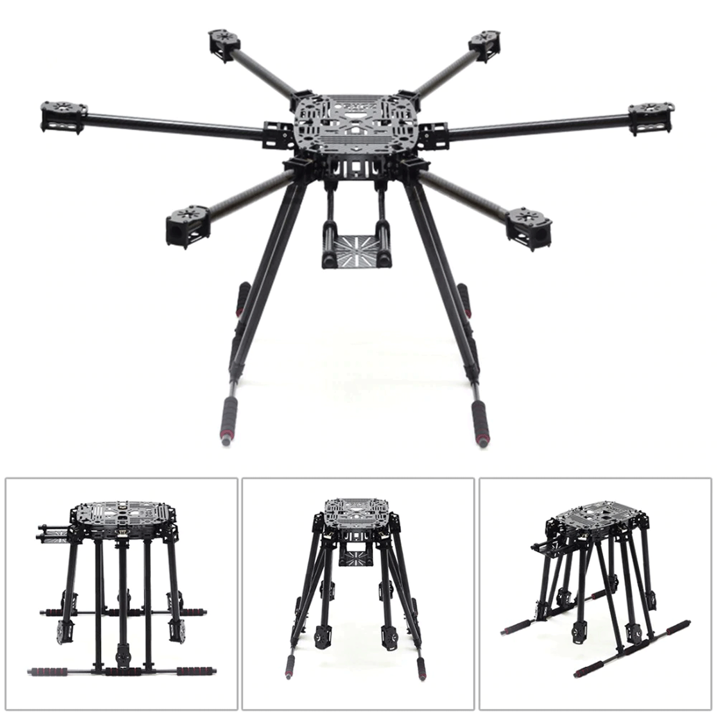 ZD850 850mm Compact Folding Hexacopter Drone Frame Kit Full Carbon ...