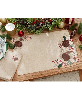 Elrene Berry Pinecone Cutwork Table Linens Collection | eBay