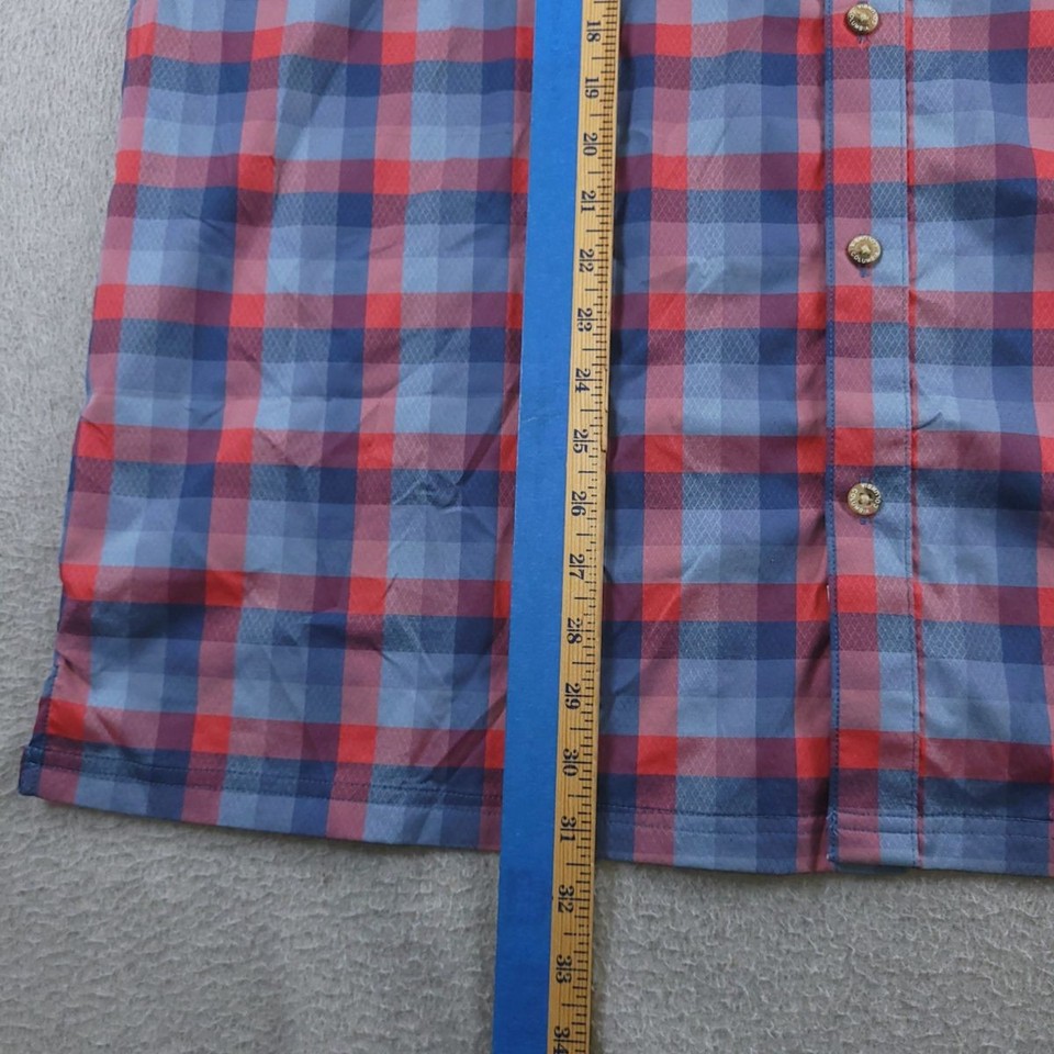 Columbia Camp Shirt Mens XL Red Blue Omni Wick Omni Shade PFG Super ...
