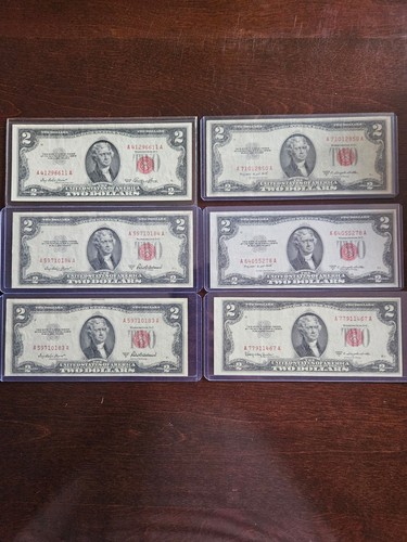 Lot Of 6 1953/53A/53B/53C $2 Legal Tender Note, Red Seal, VF | eBay