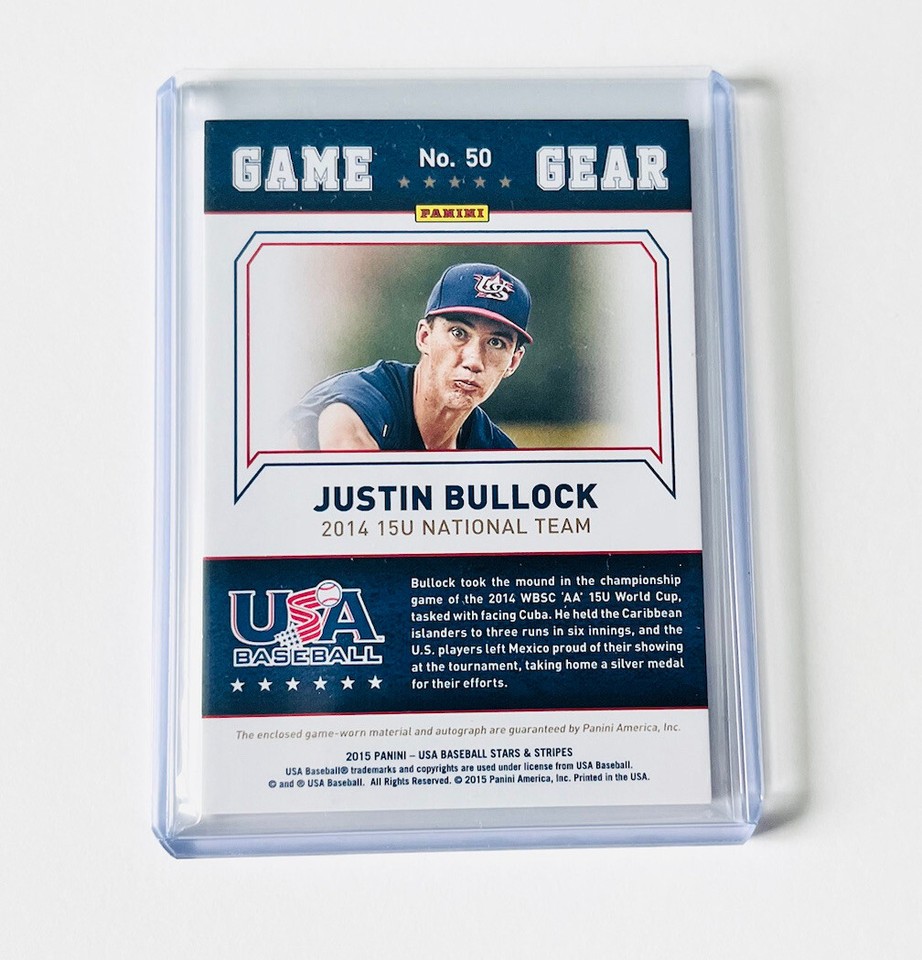 Justin Bullock 2015 USA Stars Game Patch Auto #50 Brewers 07/10 | eBay
