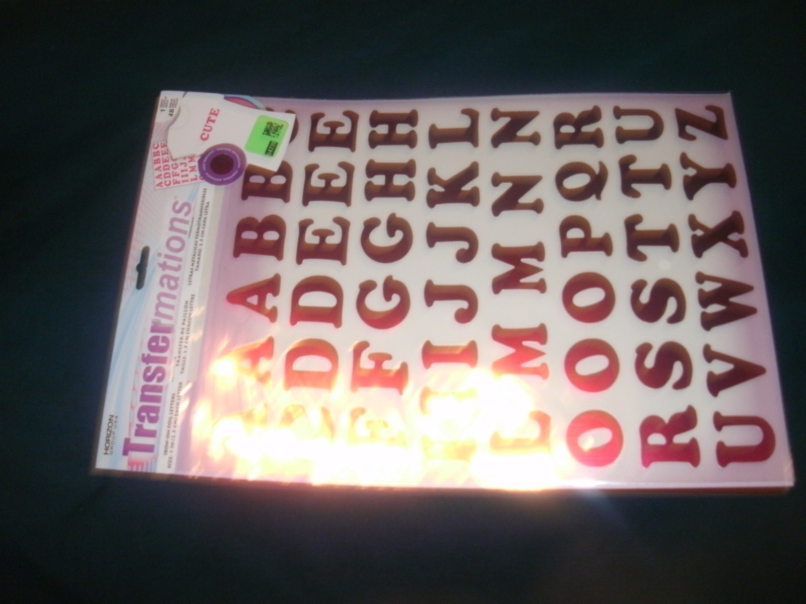 Lot of 3 pks Transfermations Iron-on Foil Letters Dark Pink 48pcs 1 ...