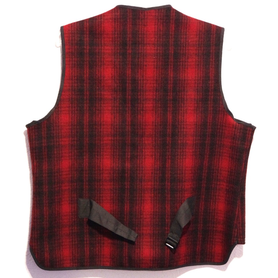 Vintage Woolrich Classic Wool Vest Size Large Red Plaid Buckle Back USA ...