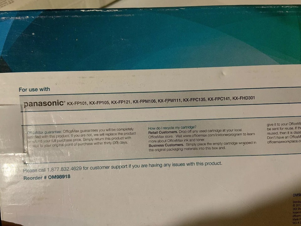 Office Max OM98918 Fax Machine Printing Cartridge for Panasonic KX-FA65 ...