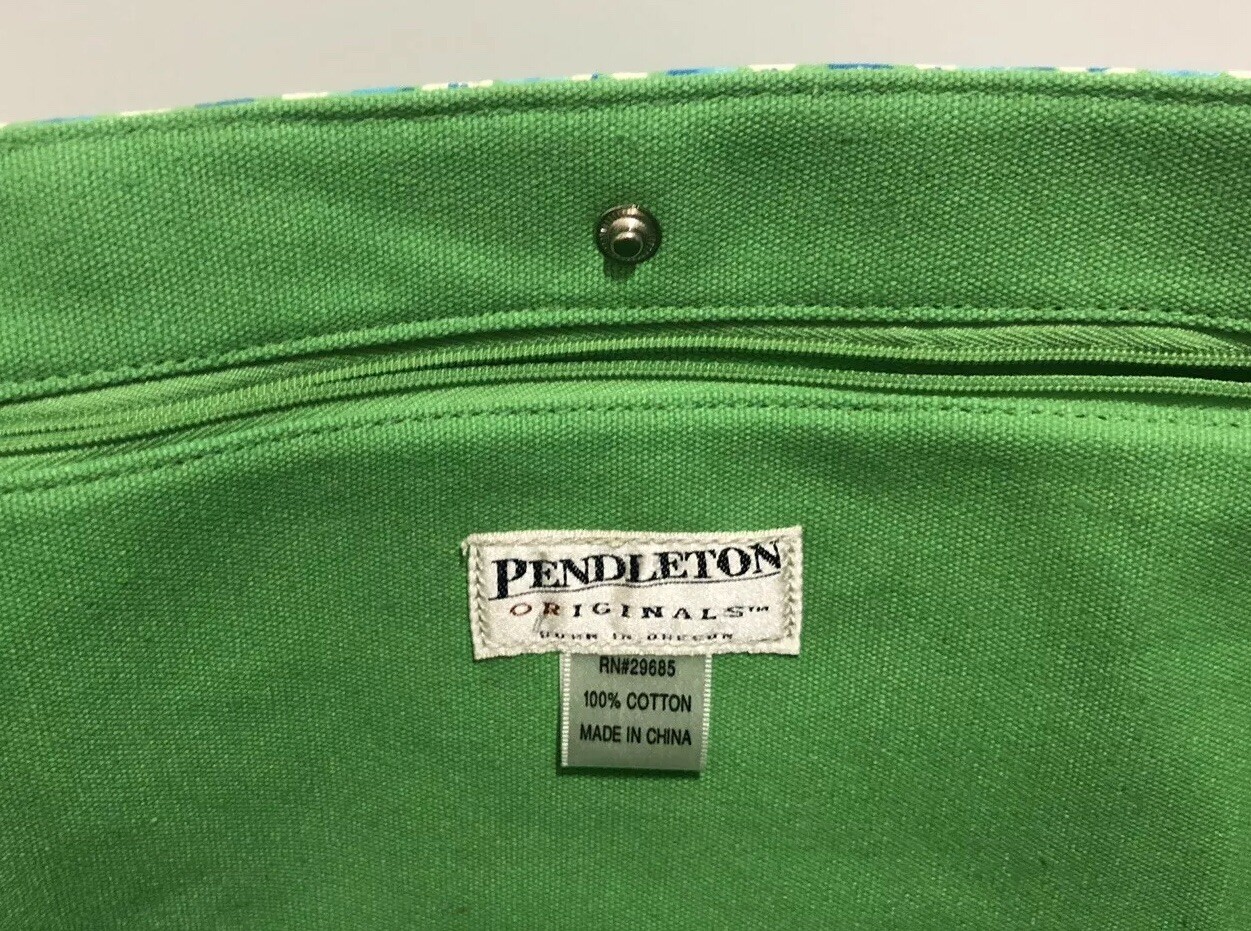 Pendleton 100% Cotton Tote Travel Baby Bag Green Blue Floral RN#29685 | eBay