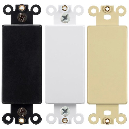 Blank Wall Plate Insert Decora Filler Cover Plastic Smooth Black White ...